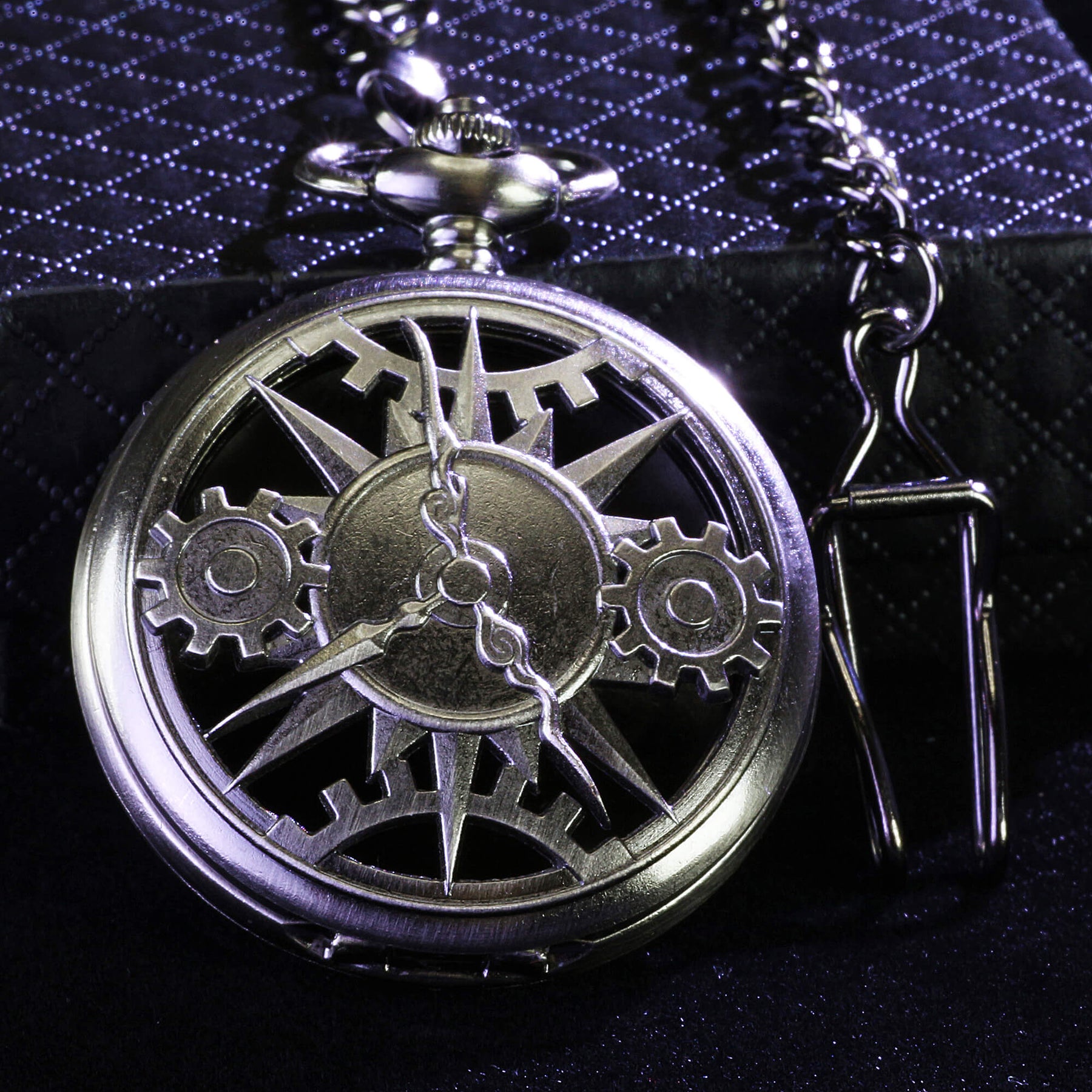 Time Gear Mini Polyhedral Metal DD Dice Set with Pocket Watch Shell Ca