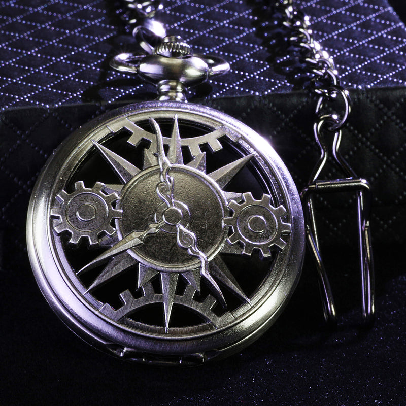 Time Gear Mini Polyhedral Metal DD Dice Set with Pocket Watch Shell Ca