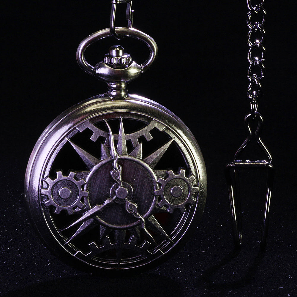 Time Gear Mini Polyhedral Metal DD Dice Set with Pocket Watch Shell Ca