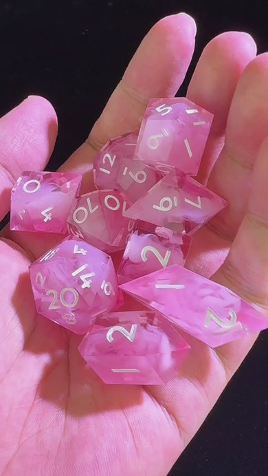 D&D Pink Cloud Dice - 9pc Fluffy Polyhedral Set